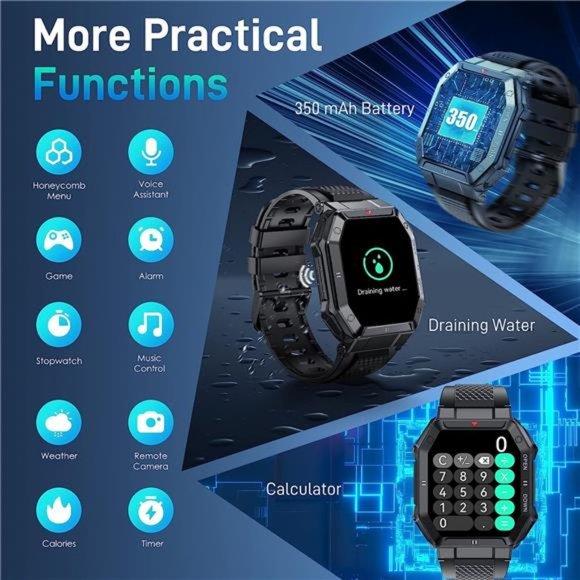 Wearables | Military Smart Watch For Men Answermake Call 185 Inches Hd ...